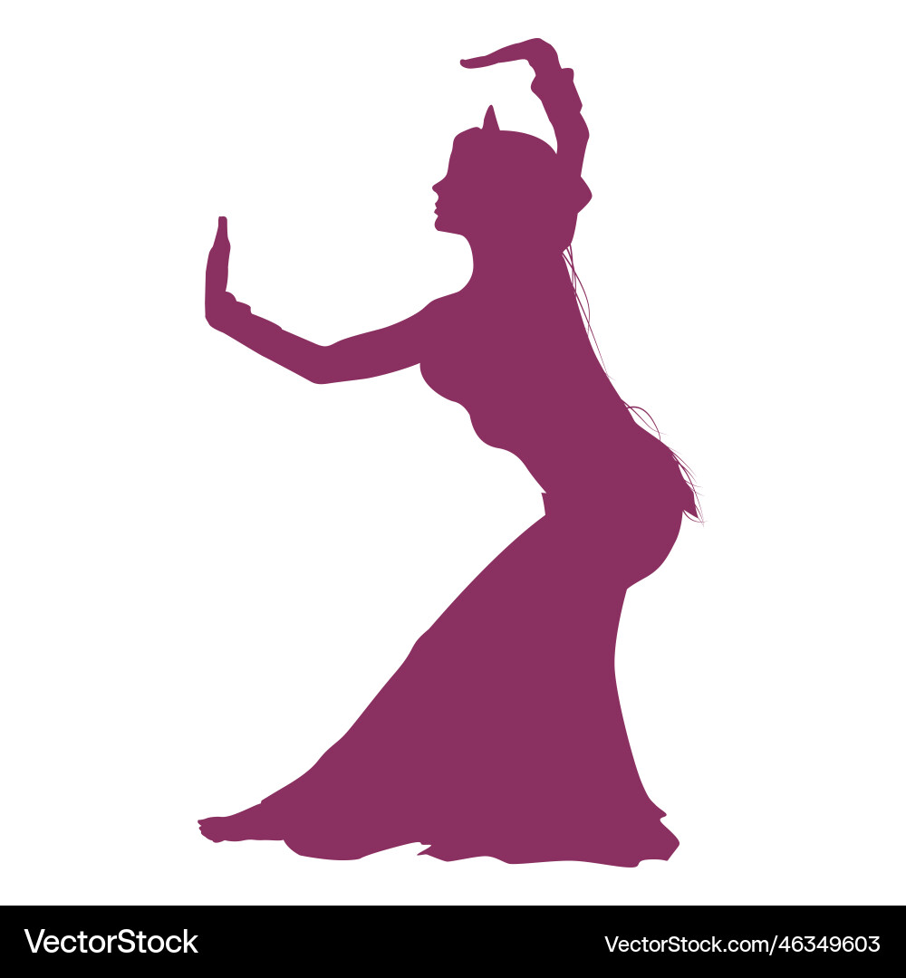 Belly dancer pose silhouette Royalty Free Vector Image