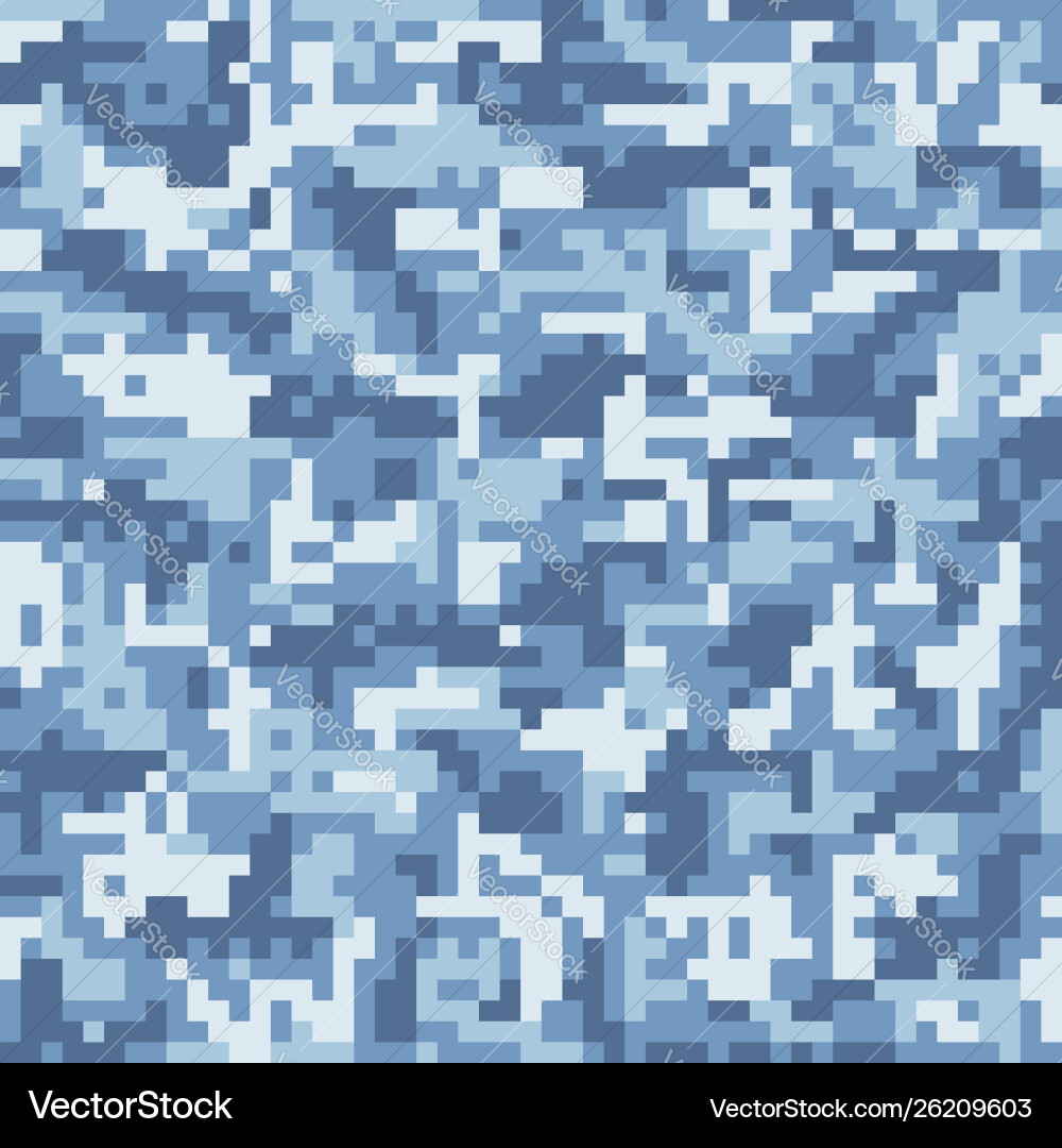 Blue Pixel Camo Pattern Royalty Free Vector Image
