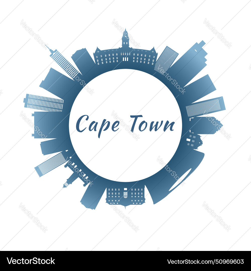 Cape town skyline with colorful buildings Vector Image