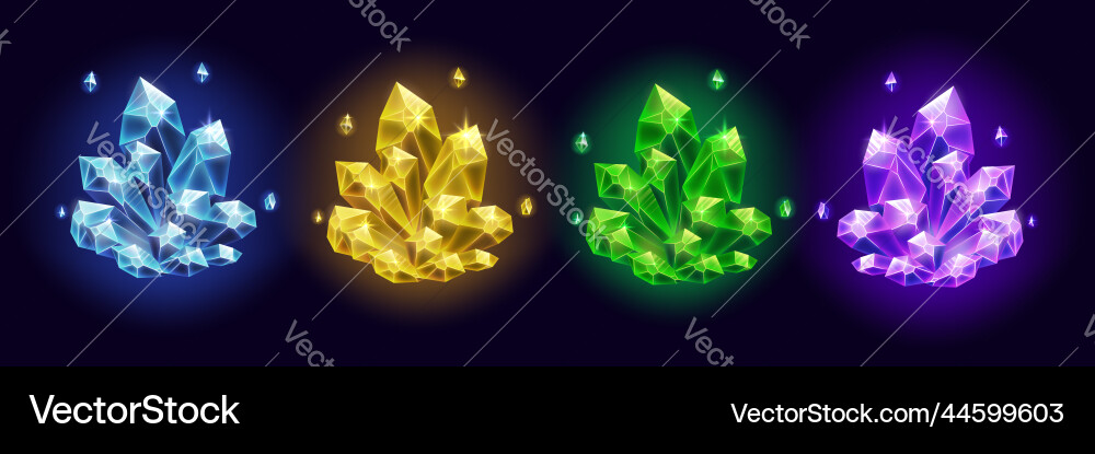 Colorful magic shiny crystals resources set Vector Image