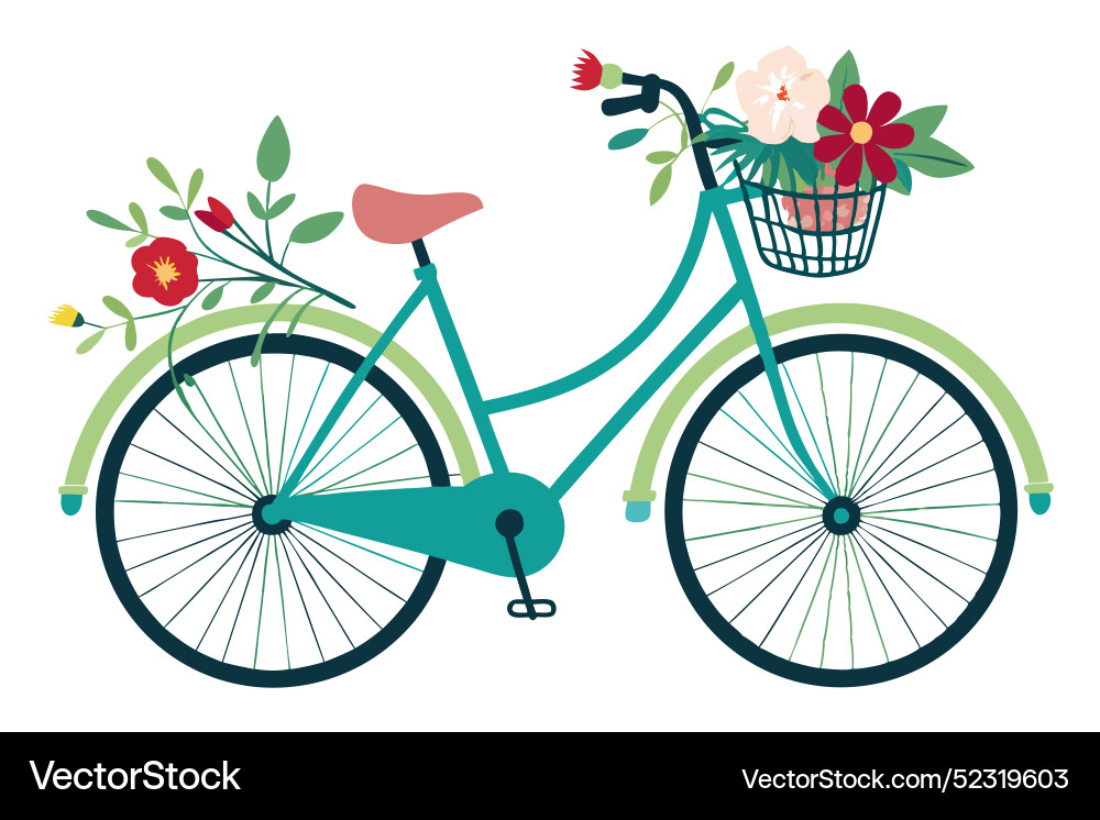Cycle decoration by flower bouquet d Royalty Free Vector