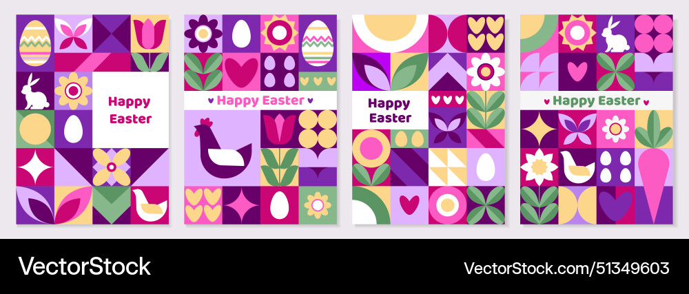 Easter patterns set flower egg shape abstract Vector Image