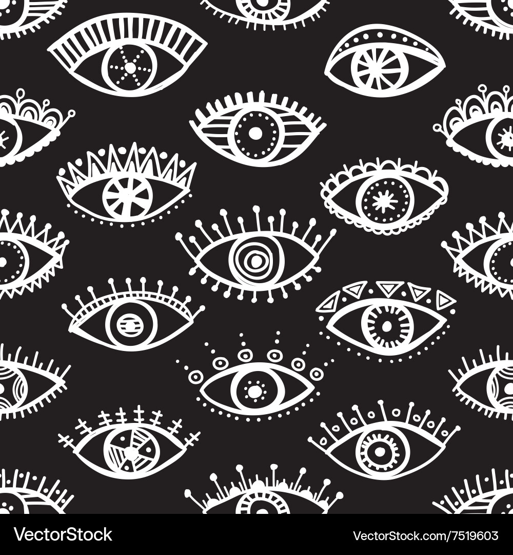 Ethnic eyes seamless pattern black background Vector Image