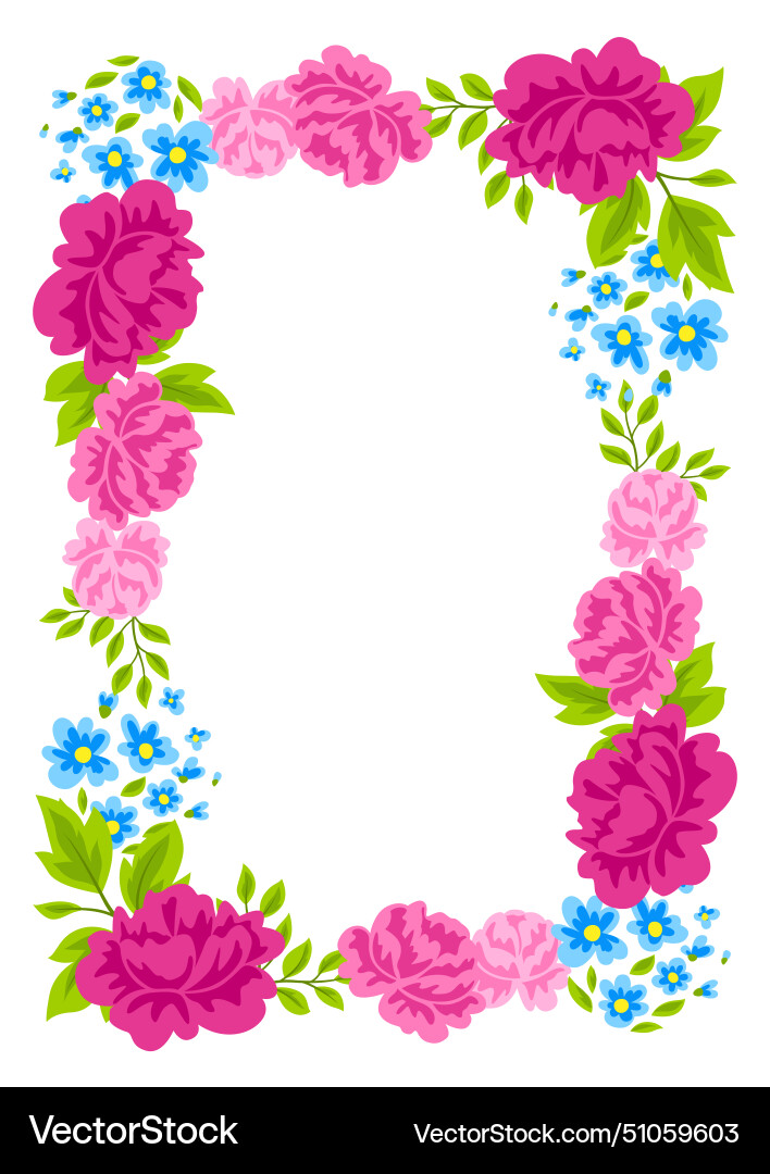 Frame with pretty flowers beautiful decorative Vector Image