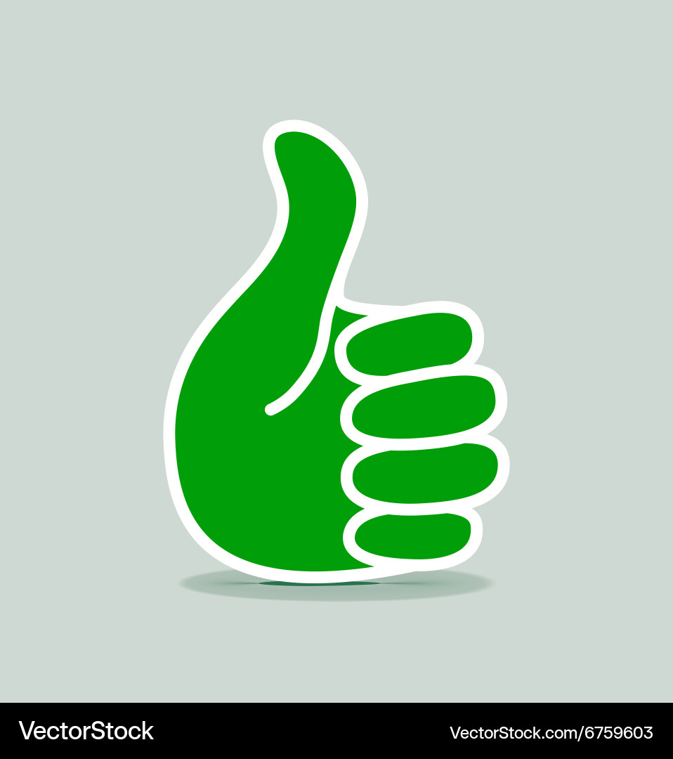 Green paper thumb up icon Royalty Free Vector Image