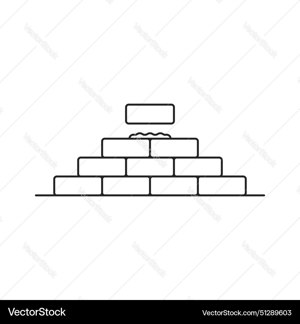Laying thin line bricks on cement of new wall Vector Image