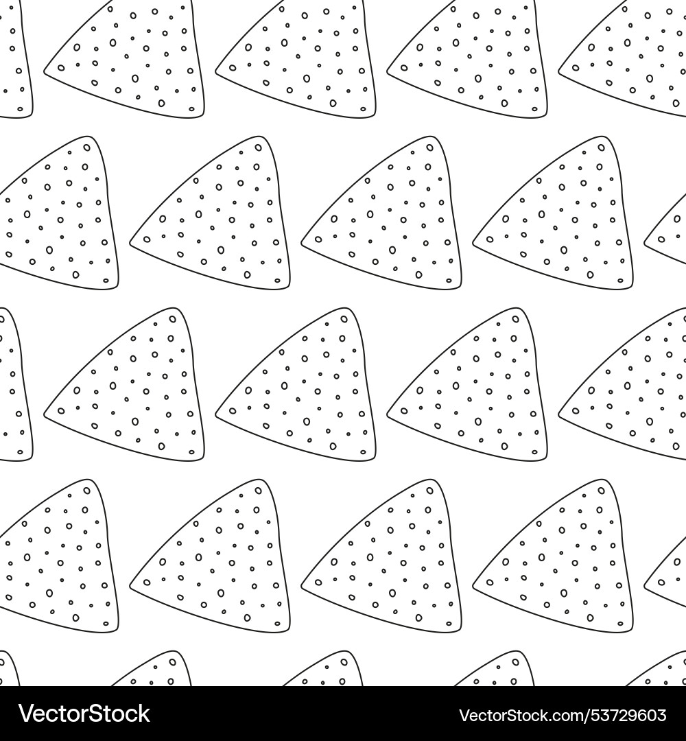Outline nacho chips seamless pattern Royalty Free Vector