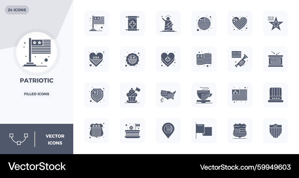 Patriotic Glyph Icons - USA Royalty Free Vector Image