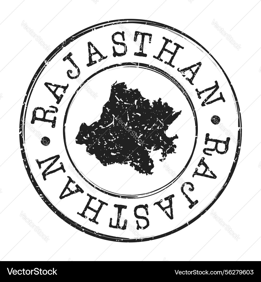 Rajasthan india map postmark Royalty Free Vector Image