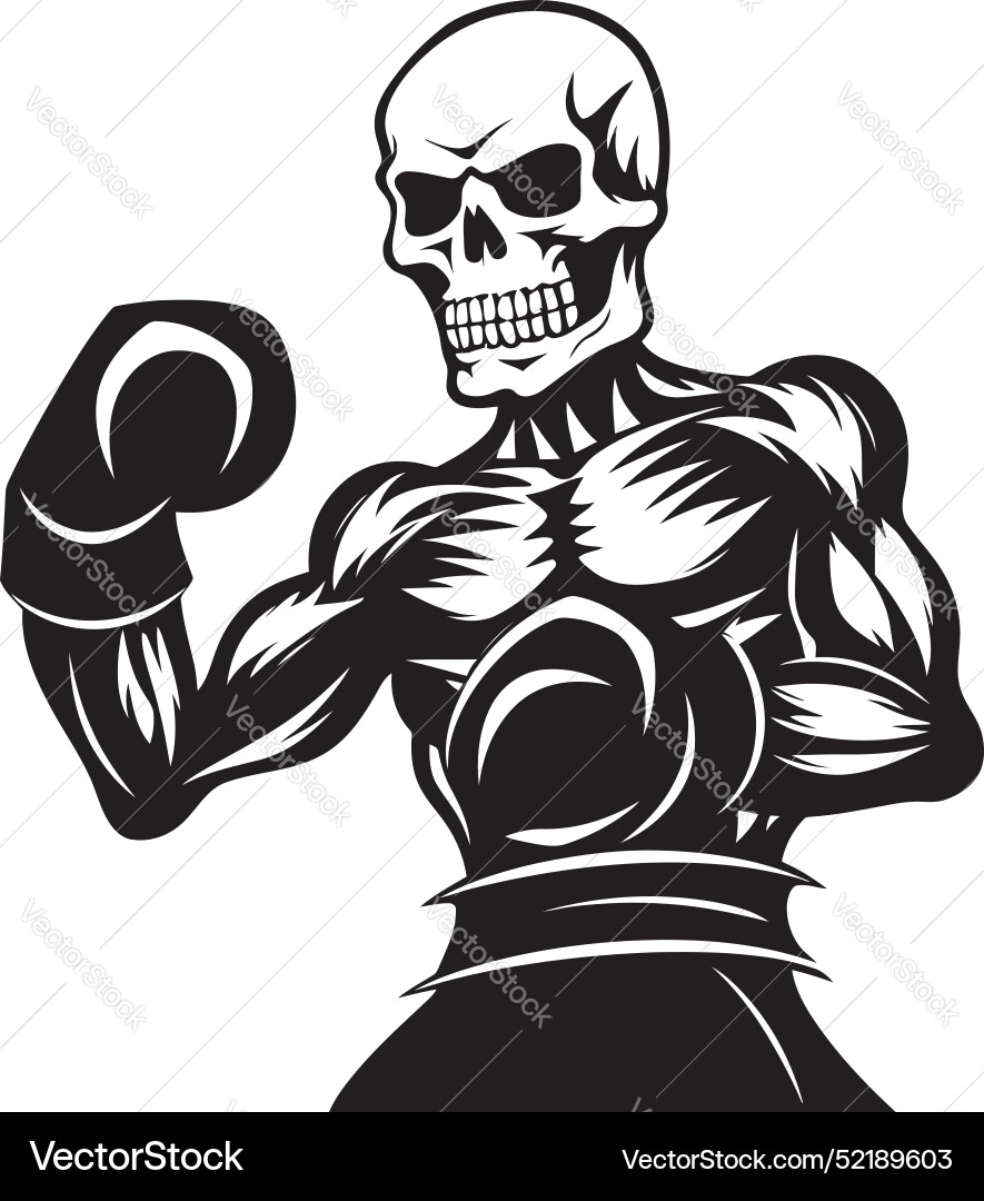 Skull crusher skeleton boxer design undead Vector Image