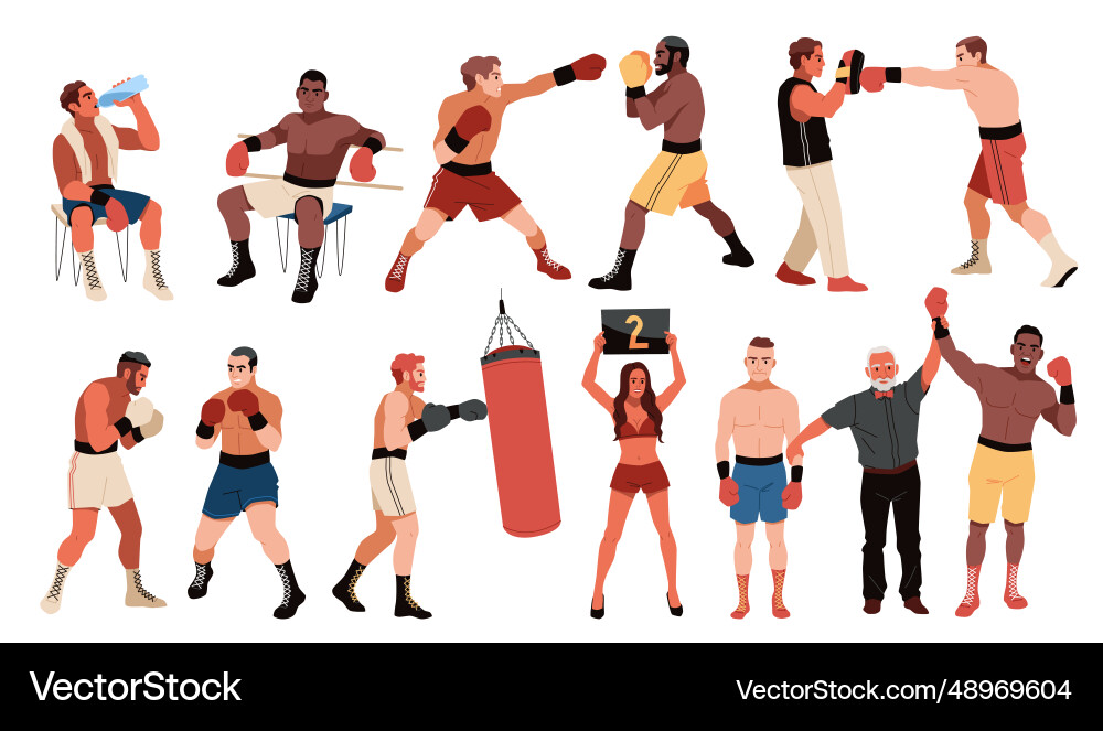 Boxing Sparring Cartoon Fighters Royalty Free Vector Image