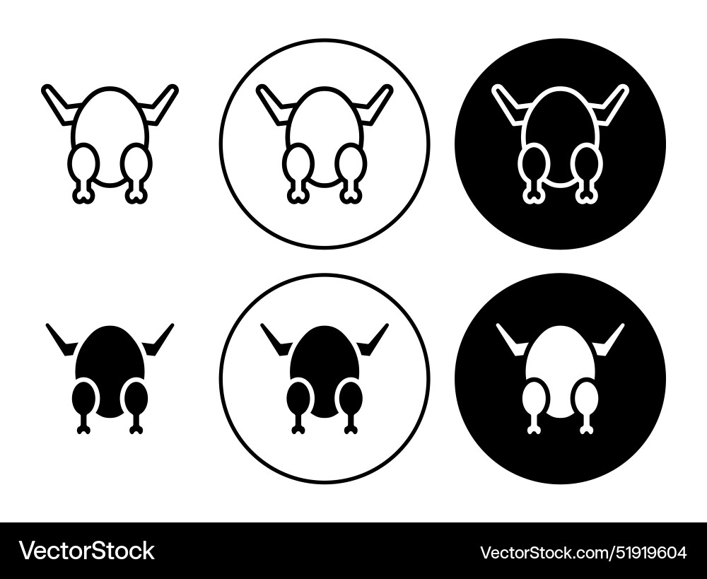 Chicken icon collection of outline thin line Vector Image