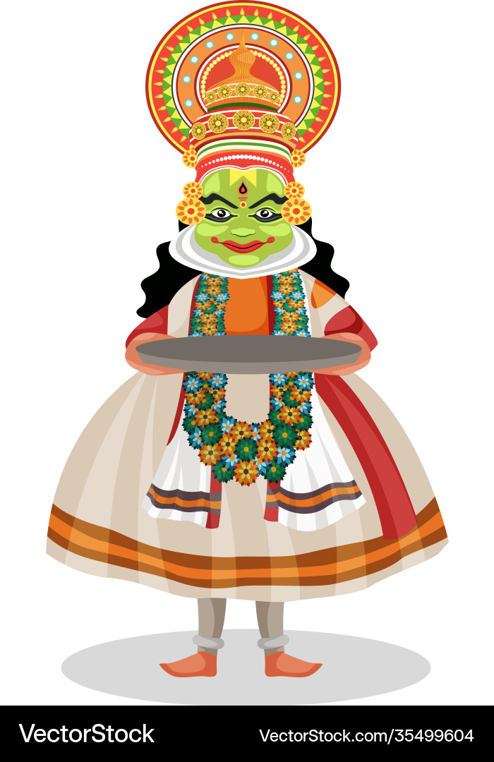 Kathakali dancer cartoon Royalty Free Vector Image