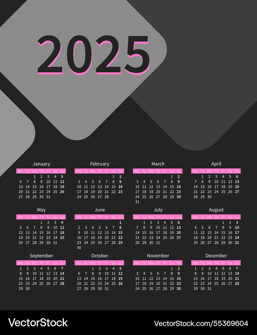 Modern calendar design template new calendar 2025 Vector Image