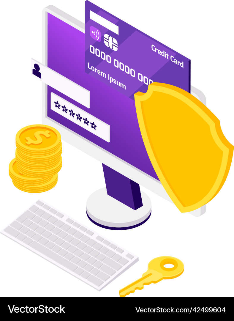 Secure online payment composition Royalty Free Vector Image