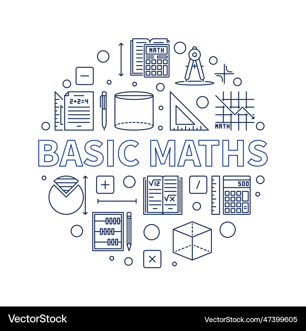 Basic maths concept line round banner - math Vector Image
