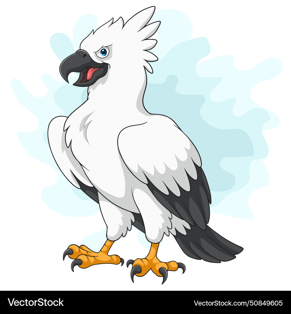 Cartoon harpy eagle bird on white background Vector Image