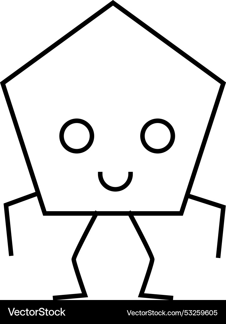 Pentagon geometric shape character line icon Vector Image