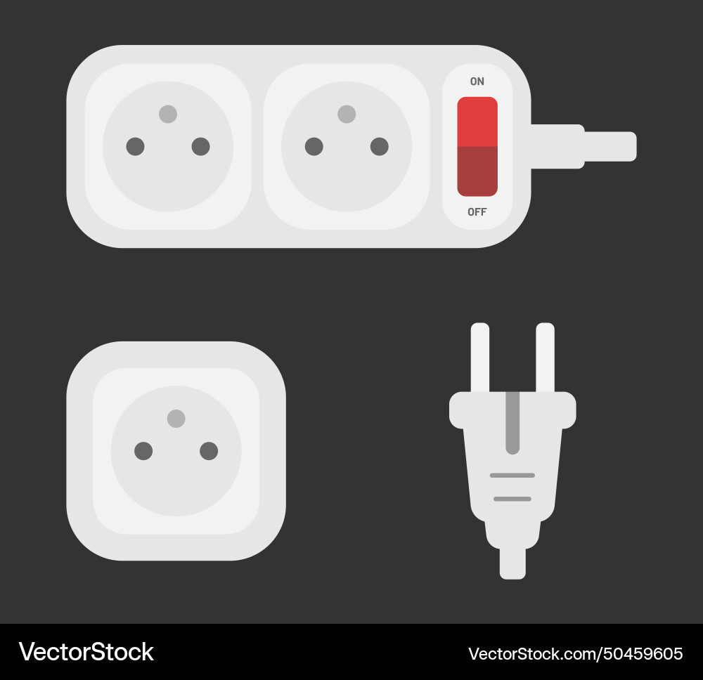 Power outlet plug extension strip french type e Vector Image