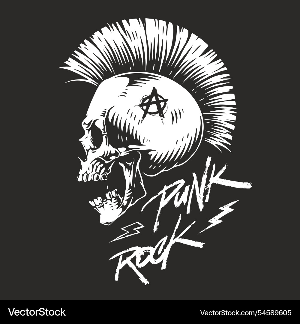 Punk skull with anarchy symbol Royalty Free Vector Image