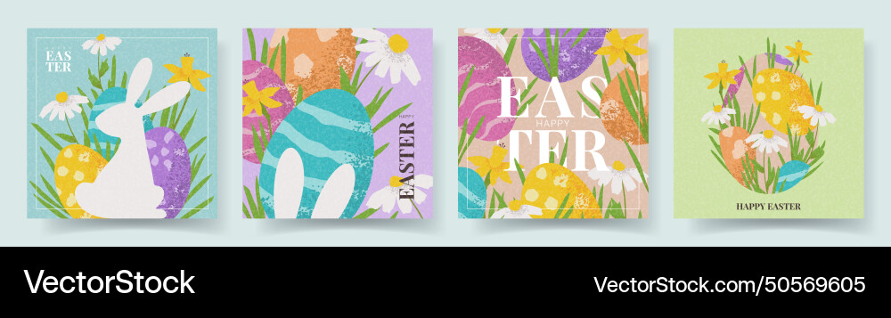 Set of trendy easter cards Royalty Free Vector Image