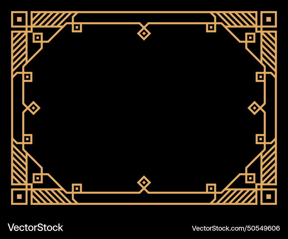 Art deco frame vintage linear border design Vector Image