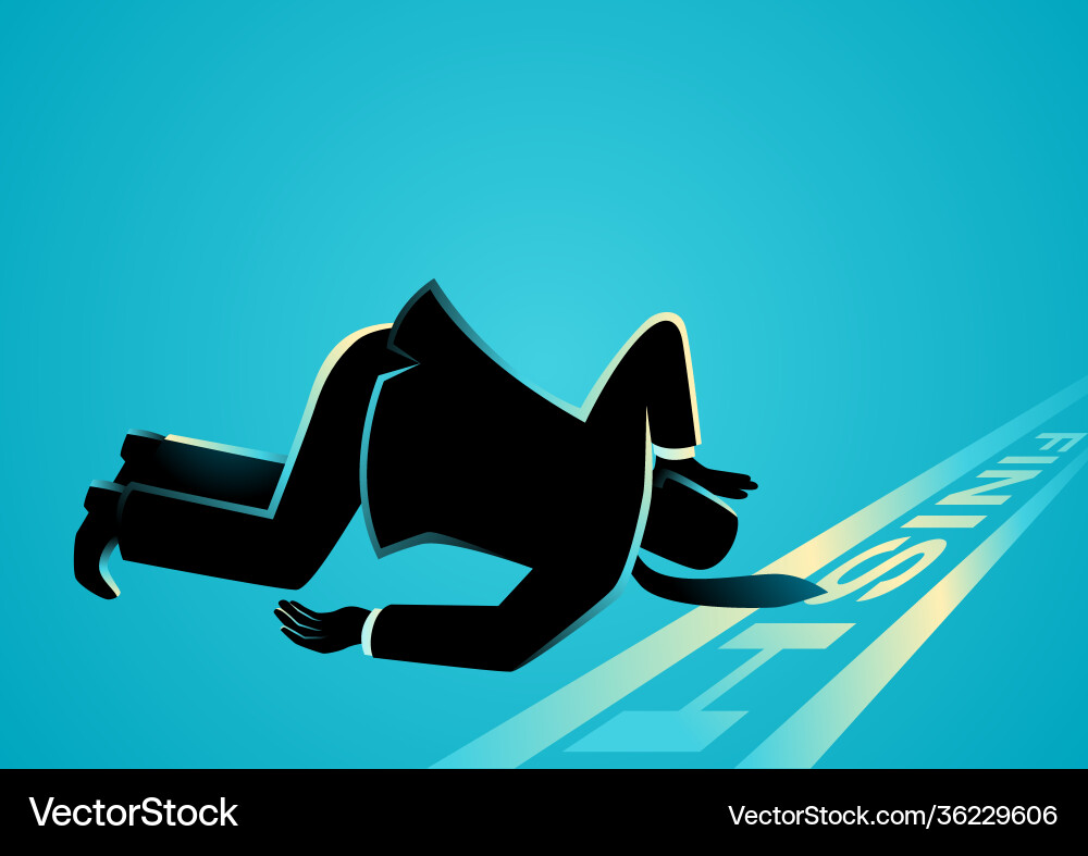 Businessman fell down before finish line Vector Image