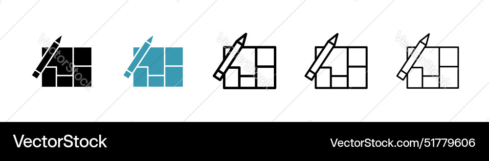 Floor plan icon set black filled and outlined Vector Image
