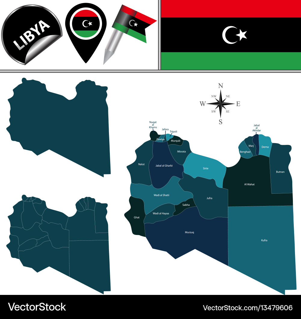 Libya Districts Map Royalty Free Vector Image - VectorStock