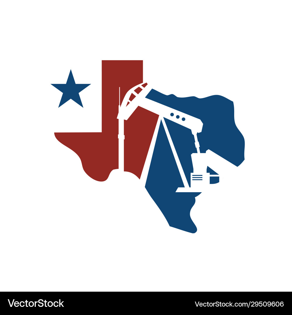 Map texas oil rig logo design Royalty Free Vector Image