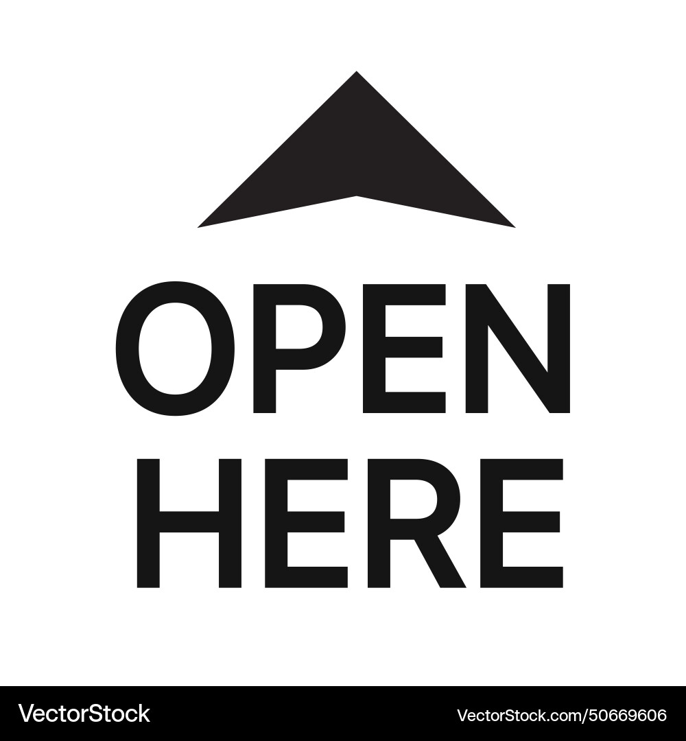 Minimalist open here icon black color Royalty Free Vector