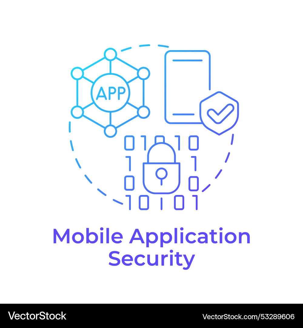 Mobile application security blue gradient concept Vector Image