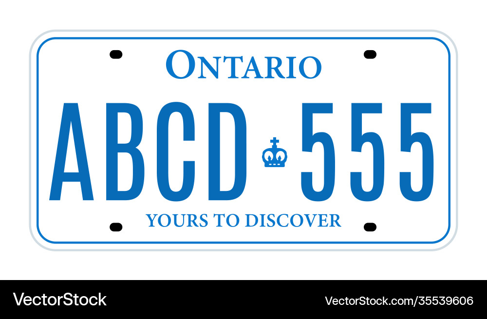 Ontario Car License Plate Royalty Free Vector Image