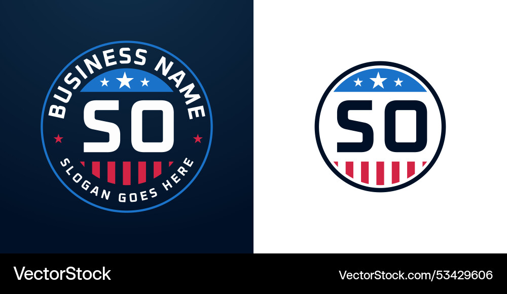 Patriotic so logo design letter Royalty Free Vector Image