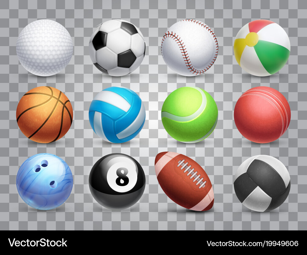 Realistic sports balls big set isolated Royalty Free Vector
