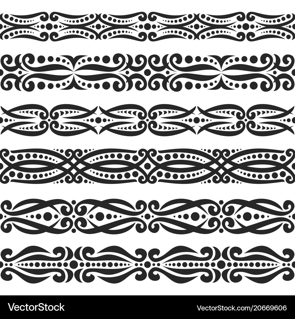 Set of black seamless borders Royalty Free Vector Image