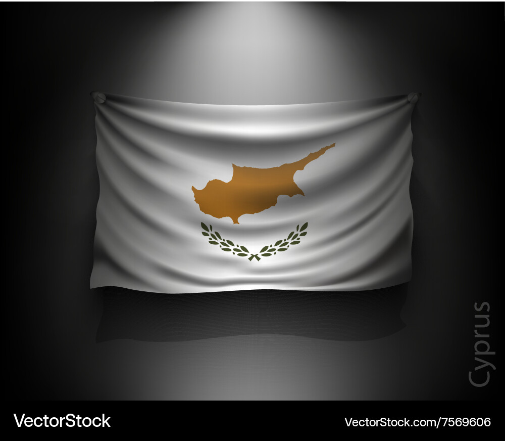 Waving flag cyprus on a dark wall Royalty Free Vector Image