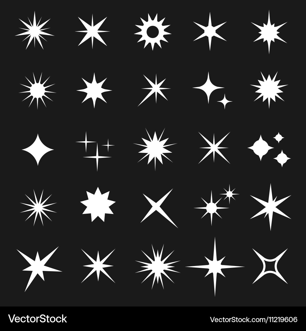 White twinkling stars isolated on dark Royalty Free Vector