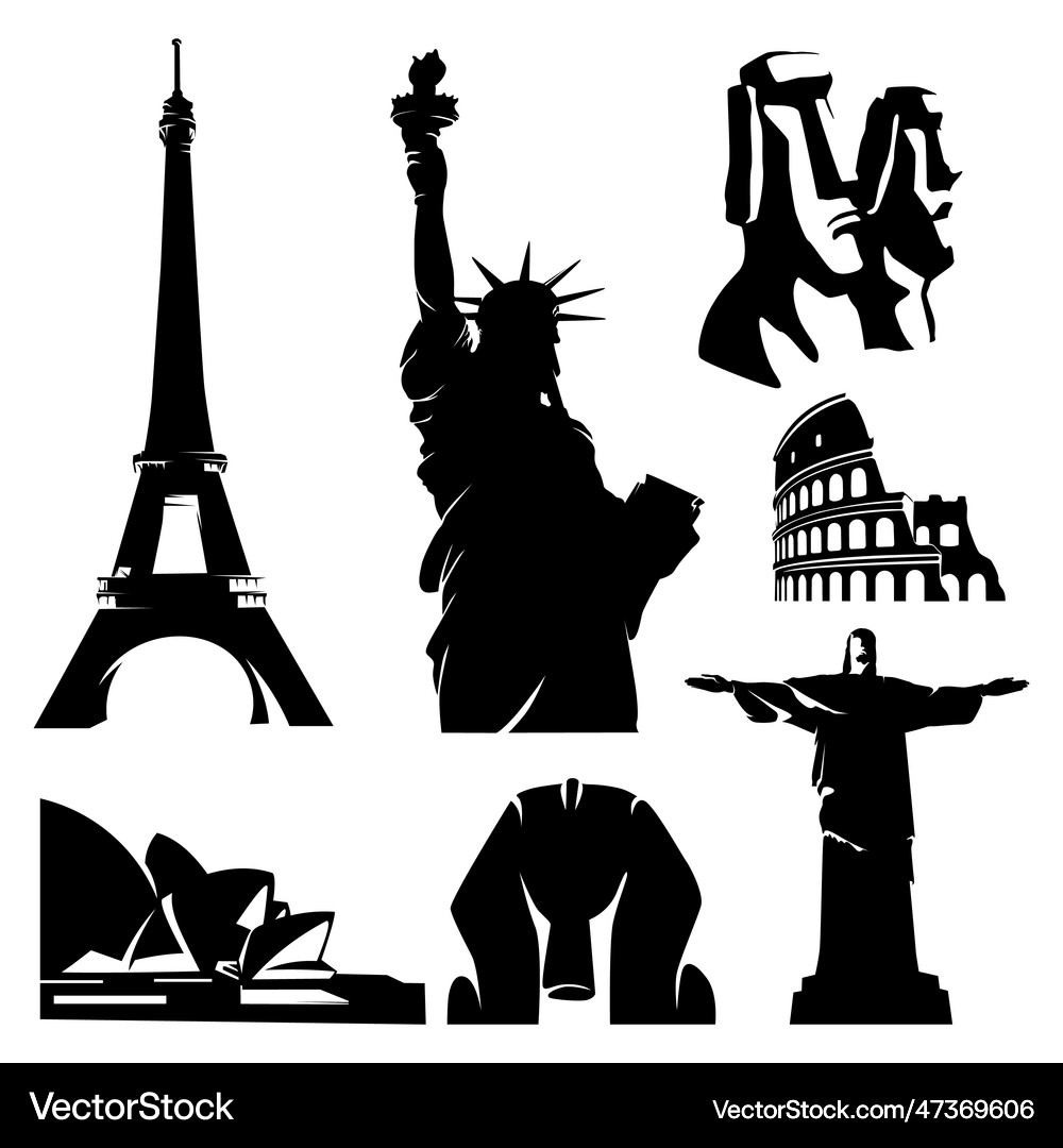 World Landmarks Collection Royalty Free Vector Image