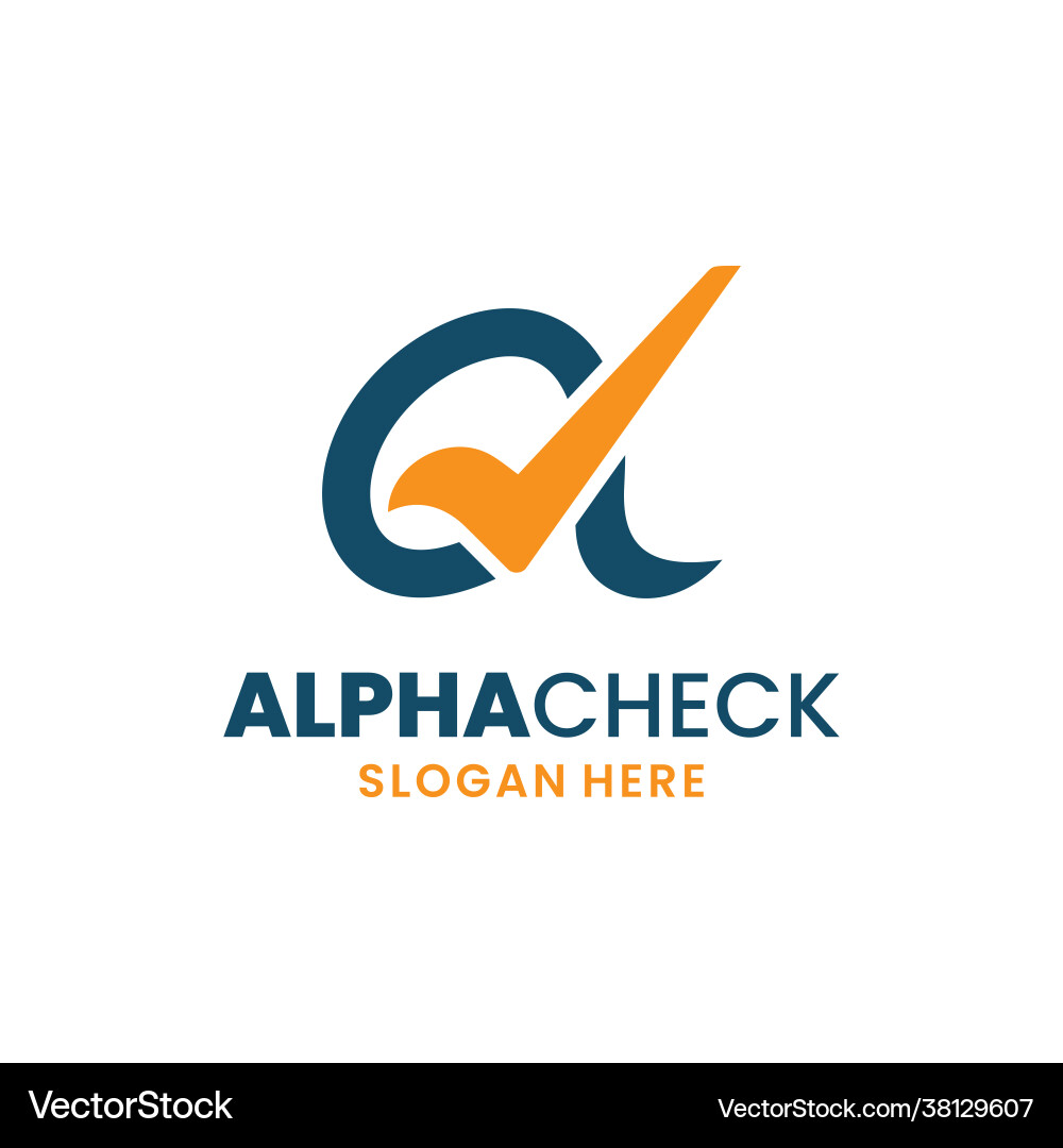 Alpha check logo template design creative greek Vector Image