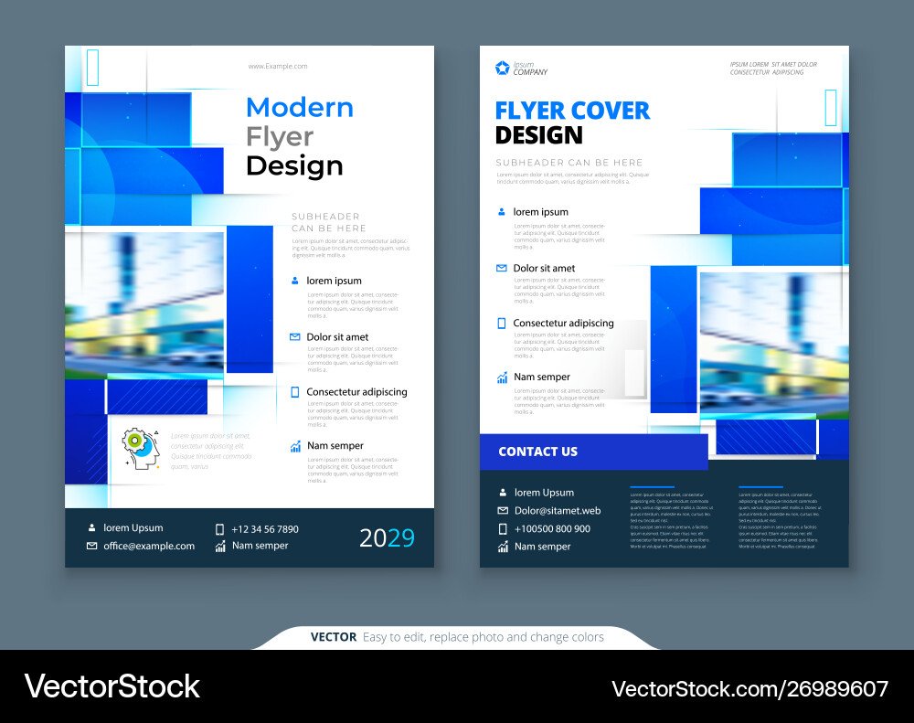 Blue flyer template layout design corporate Vector Image