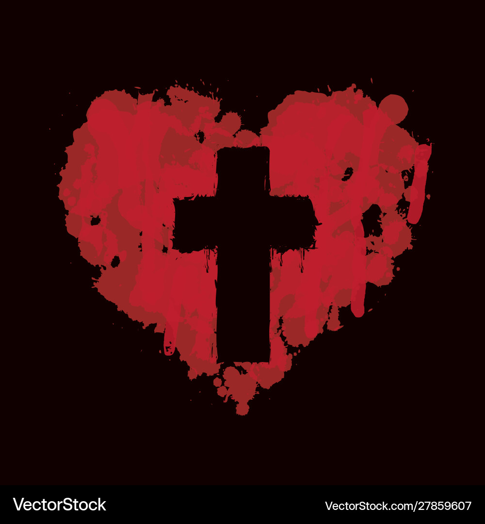 Christian Heart Cross Symbol Royalty Free Vector Image