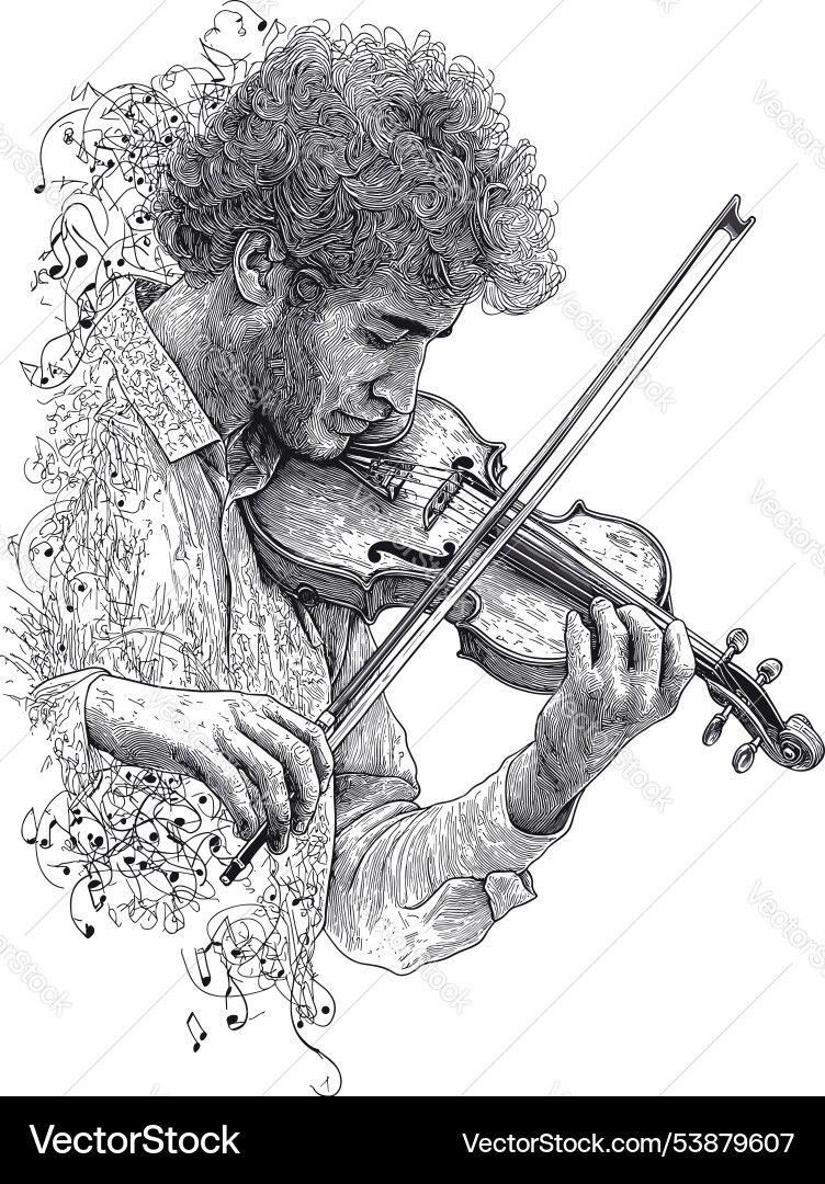 Hand drawn violinist Royalty Free Vector Image