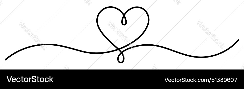 Heart love outline continuous single-line drawing Vector Image