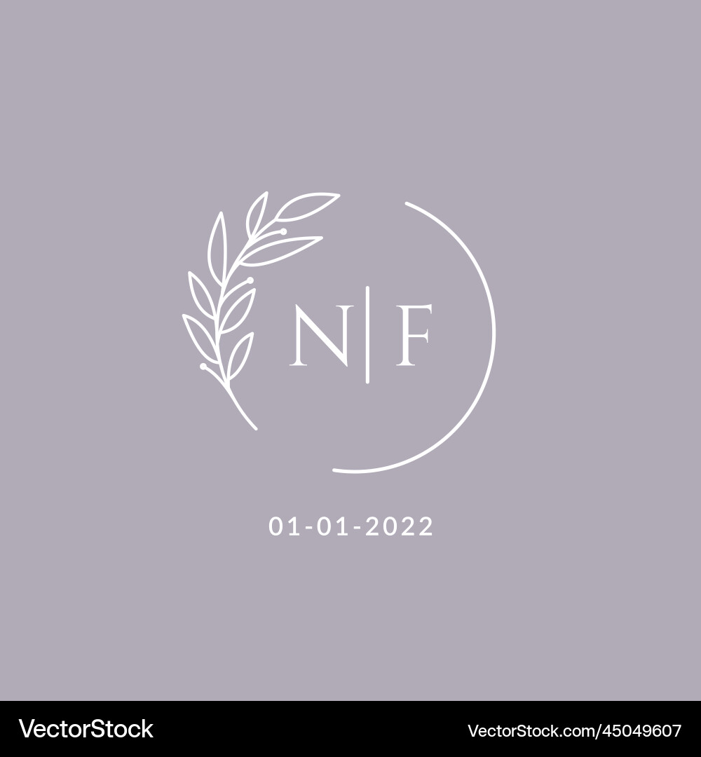 Initial monogram nf wedding logo with decorative Vector Image