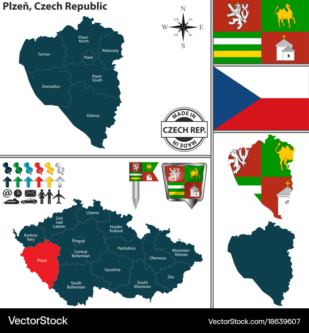 Map of plzen czech republic Royalty Free Vector Image