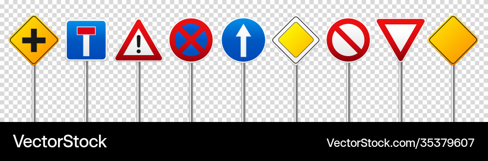 Road highway regulatory signs set traffic control Vector Image