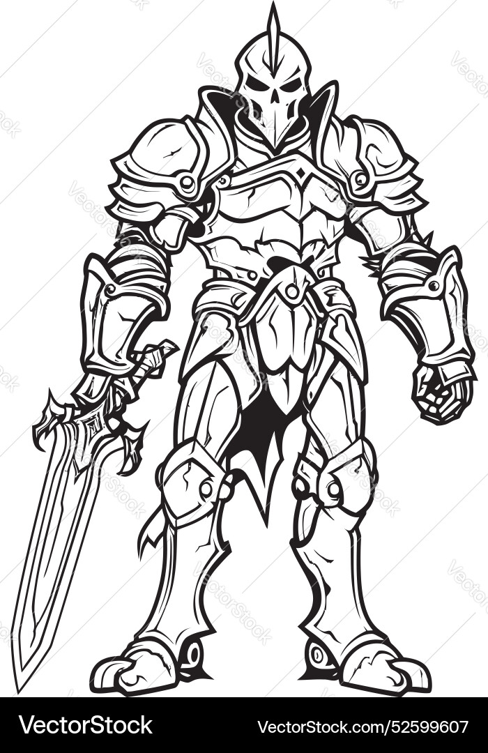 Shadowed champion skeleton knight logo design Vector Image