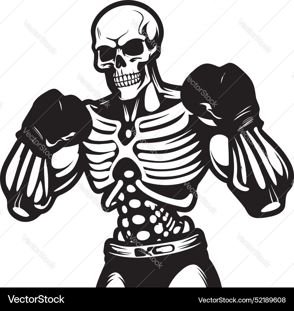 Bone breaker skeleton boxer black logo death Vector Image