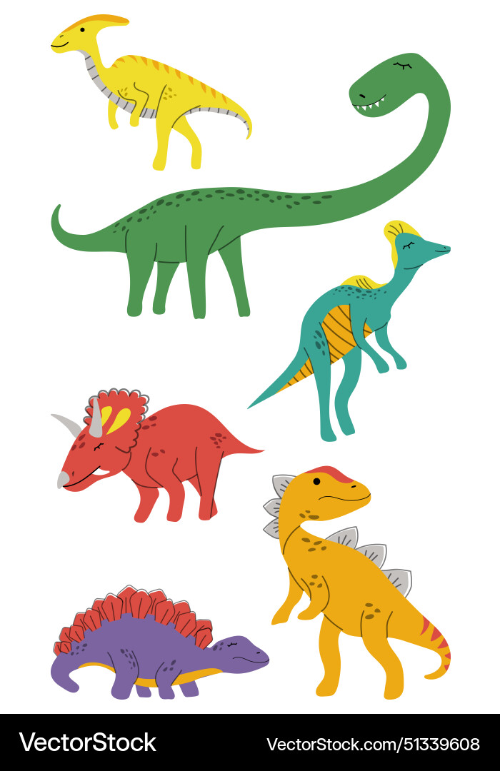 Dinosaur set in cartoon style Royalty Free Vector Image